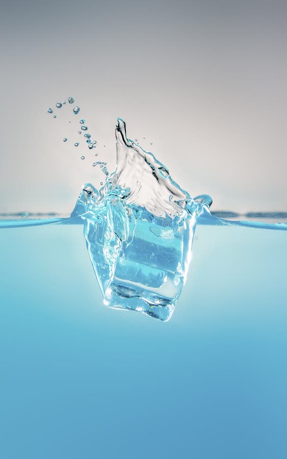 Object Falling into Blue Water until Splashing on a Gray Background ...