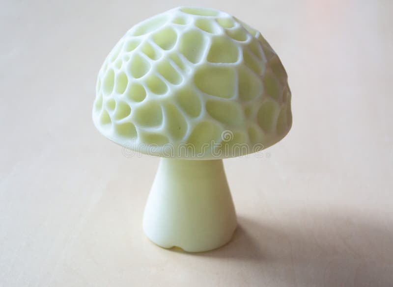 Object Form Mushroom White Color Printed 3D Printer. Three-dimensional ...