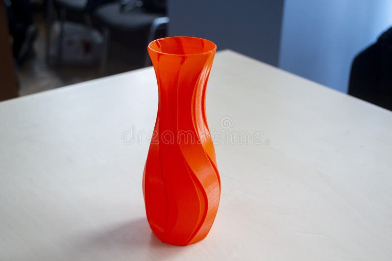 Object Form Vase of Red Color Printed on a 3D Printer. Three ...