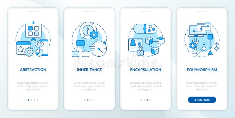 Object Oriented Programming Pillars Blue Onboarding Mobile App Screen
