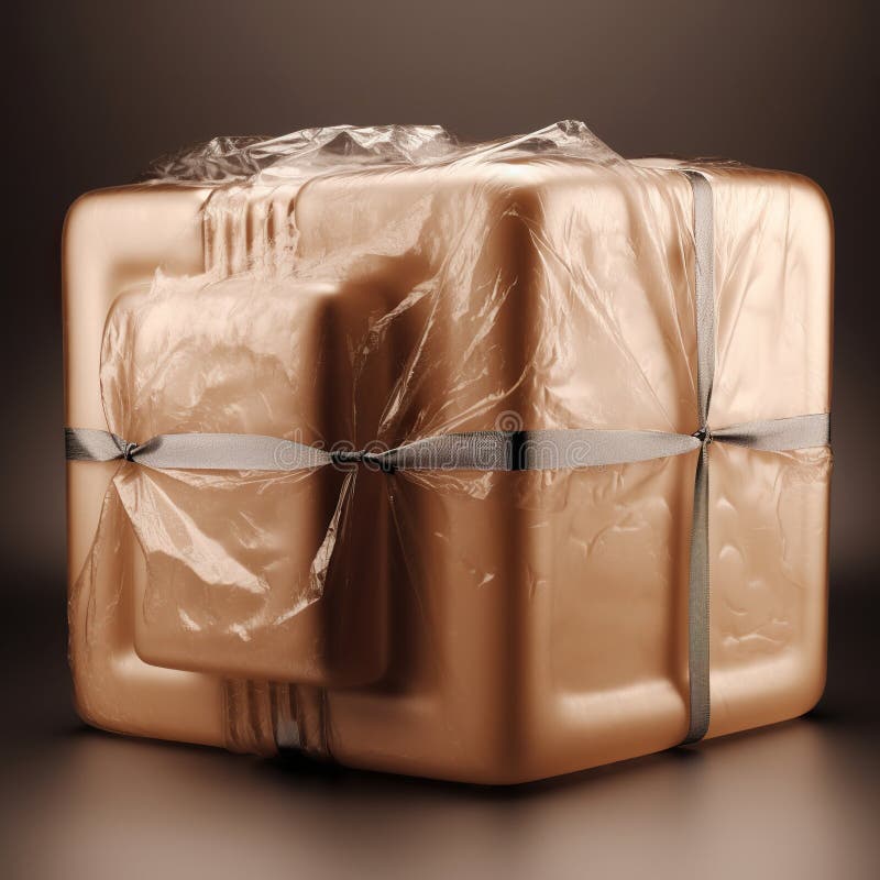 Object Packaged in Clear Plastic. Abstract Luggage Wrapped in Clear ...