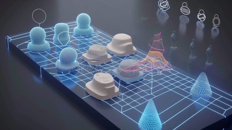 Abstract AI-generated 3D Shapes on a Digital Grid Stock Image - Image ... Abstract AI-generated 3D Shapes on a Digital Grid Stock Image - Image ...