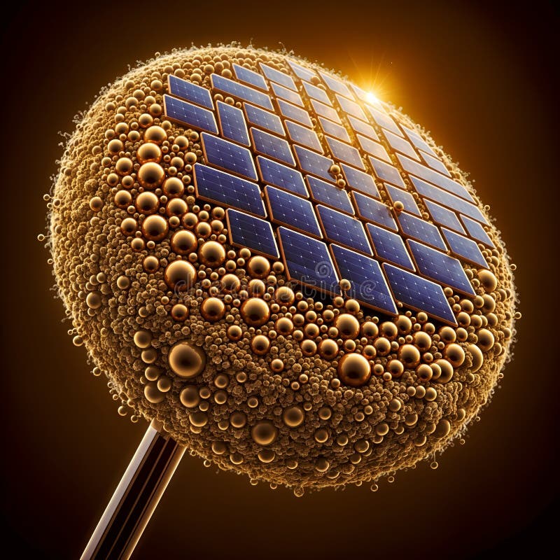Object with a Sphere, Smaller Spheres, and Solar Panels., Generative Ai ...