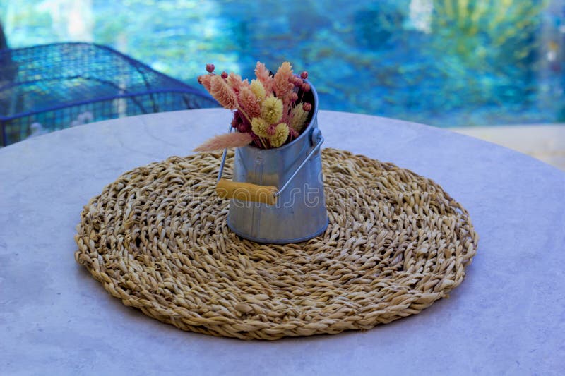 Object on the Table at the Swimming Pool Stock Image - Image of yellow ...