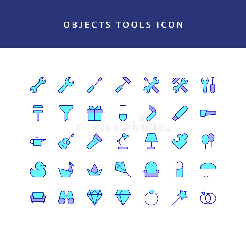 Object Tool Filled Outline Icon Set Stock Vector - Illustration of ...