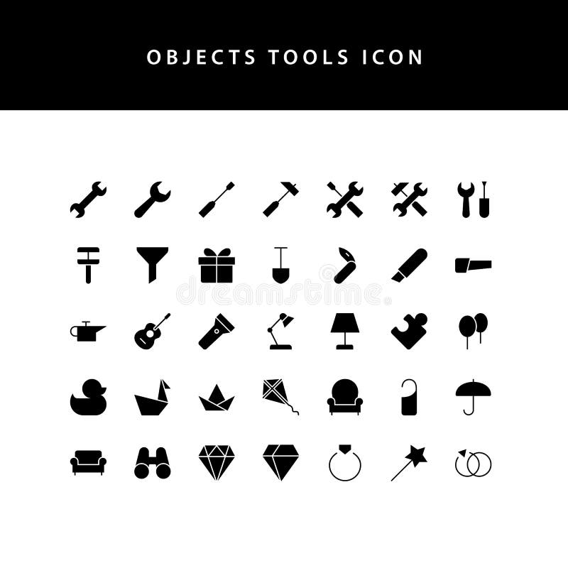 Object Tool Glyph Style Icon Set Stock Vector - Illustration of icon ...