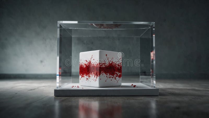 Object Trapped Inside a Glass Cube. Minimal Abstract Surreal Barriers ...
