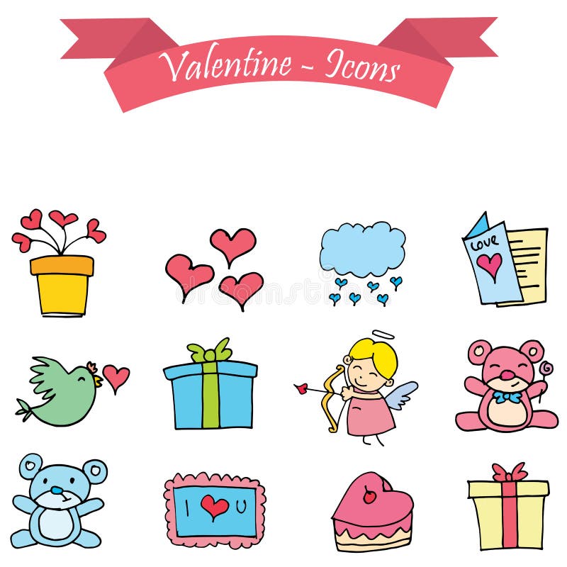Object Valentine of Icons Vector Stock Vector - Illustration of married ...