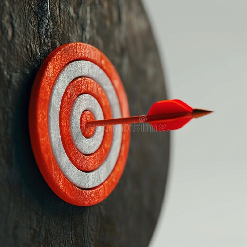 Objective Focus Red Arrow Aims at a Target on White Stock Illustration ...