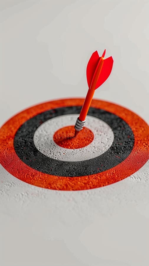 Objective Focus Red Arrow Aims at a Target on White Stock Illustration ...