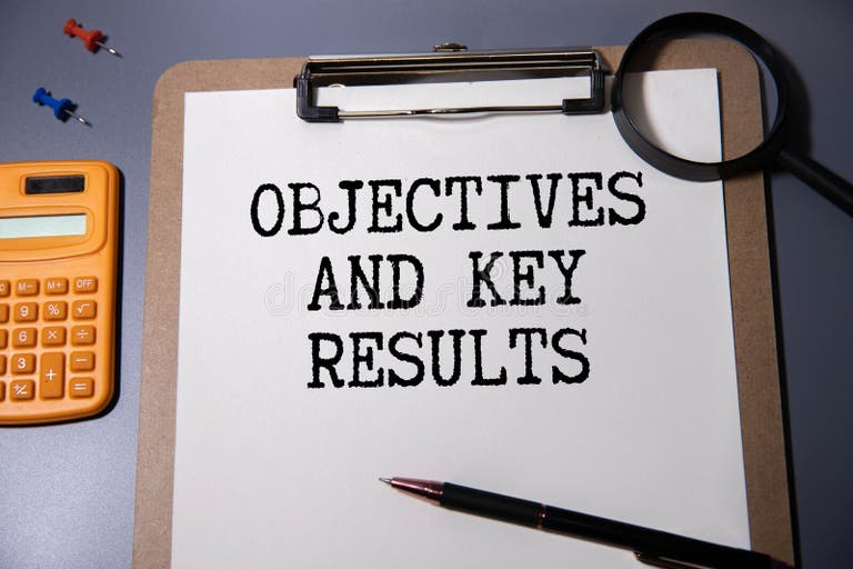 Objective Key Results OKR Text in the Office Notebook. View from Above Stock Photo - Image of ...