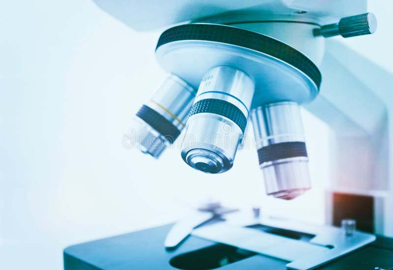Objective Lens of Microscope, Blue Tone Color Stock Photo - Image of ...