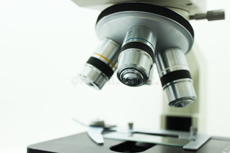 Objective Lens of Microscope Isolated on the White Background Stock ...