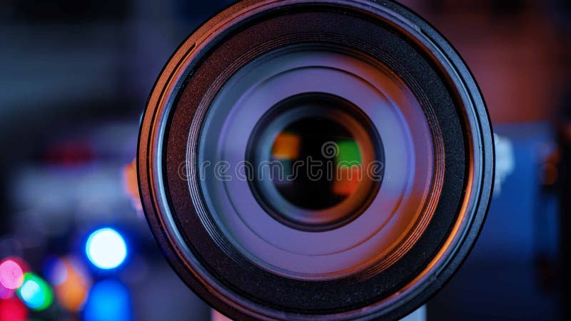 Objective Lenses with Colored Reflections in Glass Stock Image - Image ...