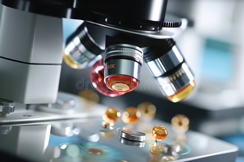 Objective Lenses of a Microscope, Light Microscope Stage and Lenses ...