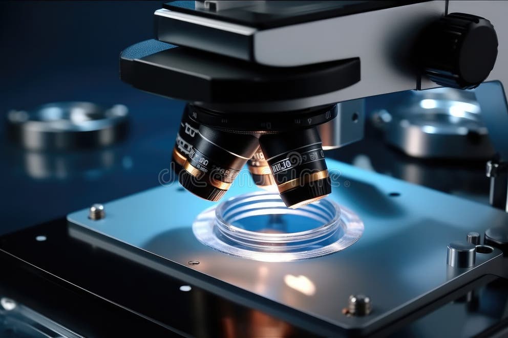 Objective Lenses of a Microscope, Light Microscope Stage and Lenses ...