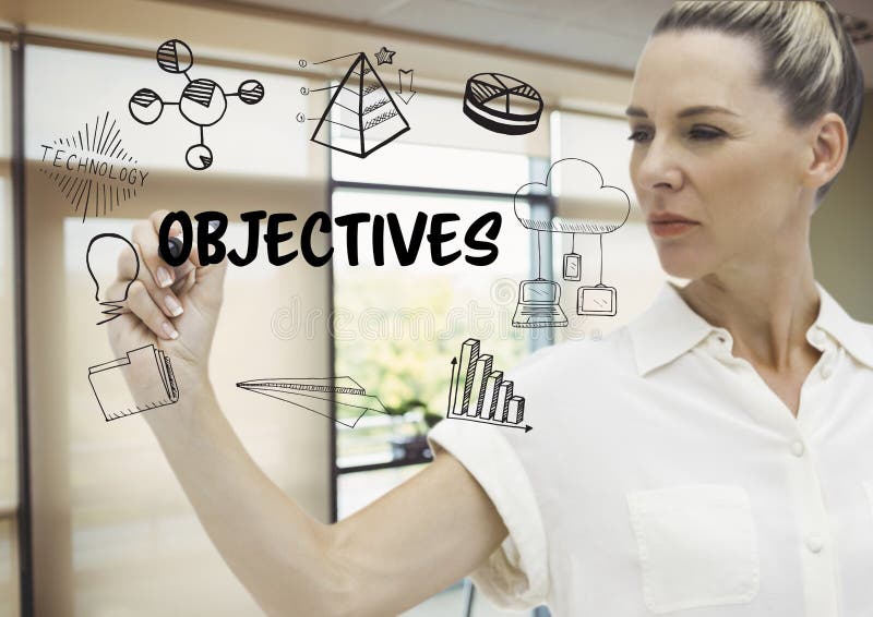 Objectives Graphic Draw by a Business Woman in Her Office Stock ...