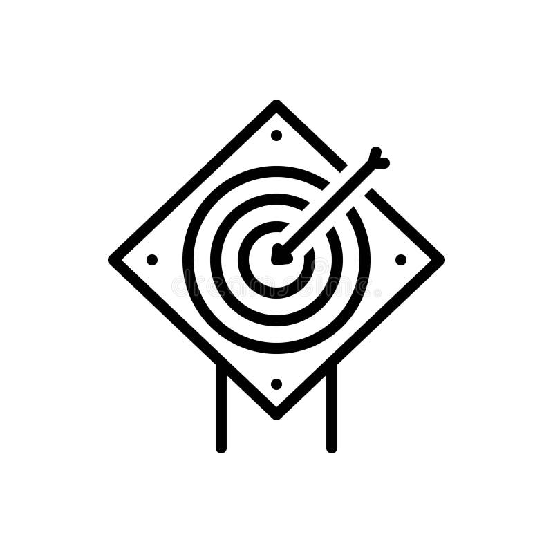 Black Line Icon for Objectives, Goal and Archery Stock Vector ...