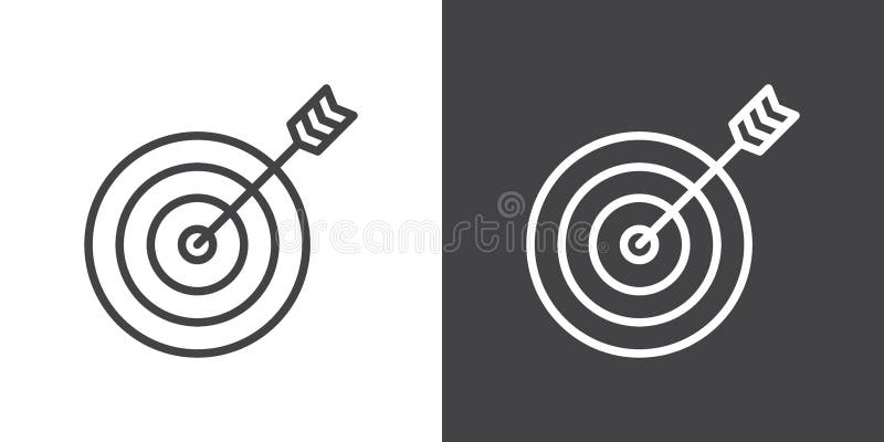 Objectives Icon Flat Vector Set Outline Stock Illustration ...
