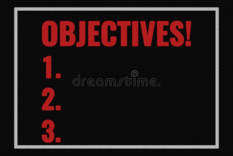 Objectives Text on Dark Screen Stock Illustration - Illustration of ...