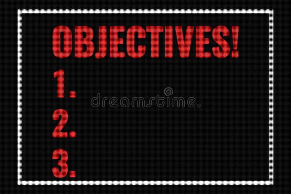 Objectives Text on Dark Screen Stock Illustration - Illustration of ...