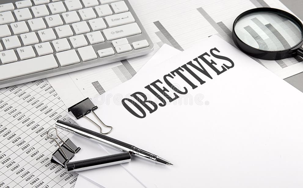 OBJECTIVES Text on Paper with Chart and Keyboard, Business Concept ...