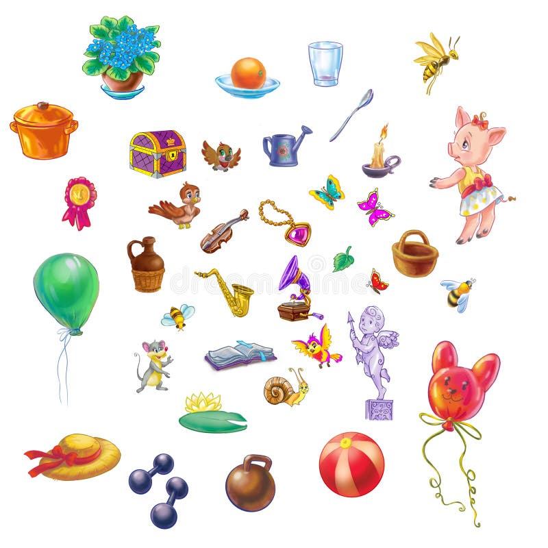 Everyday Objects Icons stock vector. Illustration of goldfish - 27372993