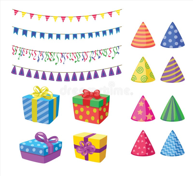 Objects for Birthday Celebration and Decoration Stock Vector ...