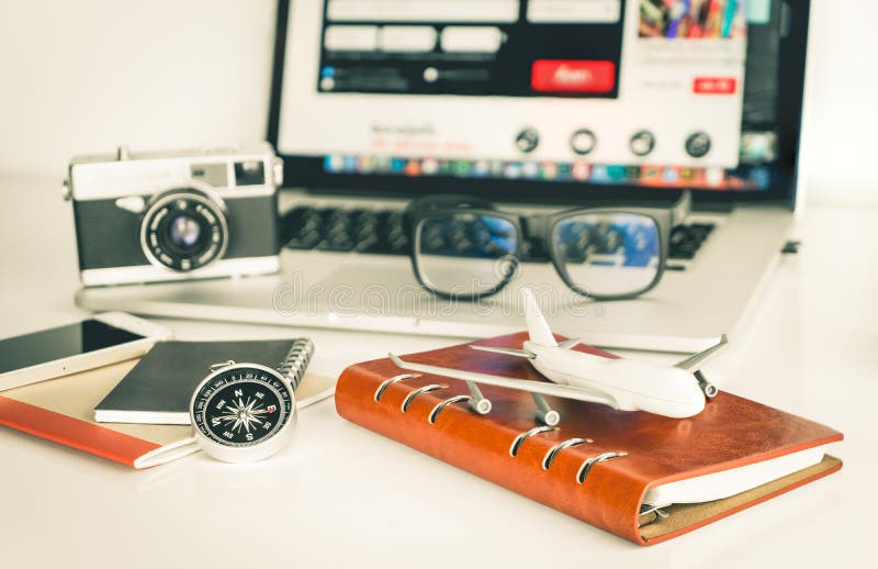 Objects and Computer for Vacation Travel Planing and Booking Stock ...