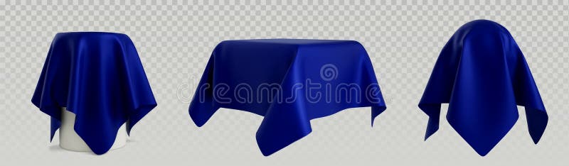 Objects Covered with Blue Silk Cloth Set Stock Illustration ...