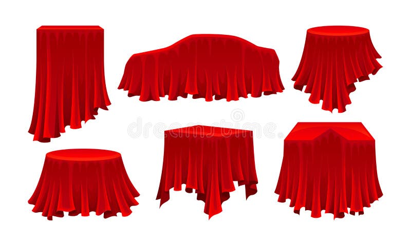 Objects Covered with Red Silk Cloth Vector Set Stock Vector ...