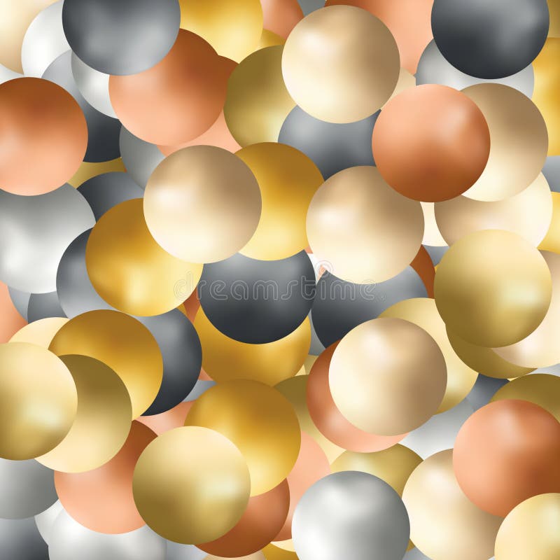 Objects 3d Shape Gold and Silver Ball, Volumetric Round Spheres White ...