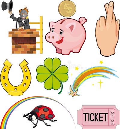 Objects of Good Luck stock vector. Illustration of shape - 15225737