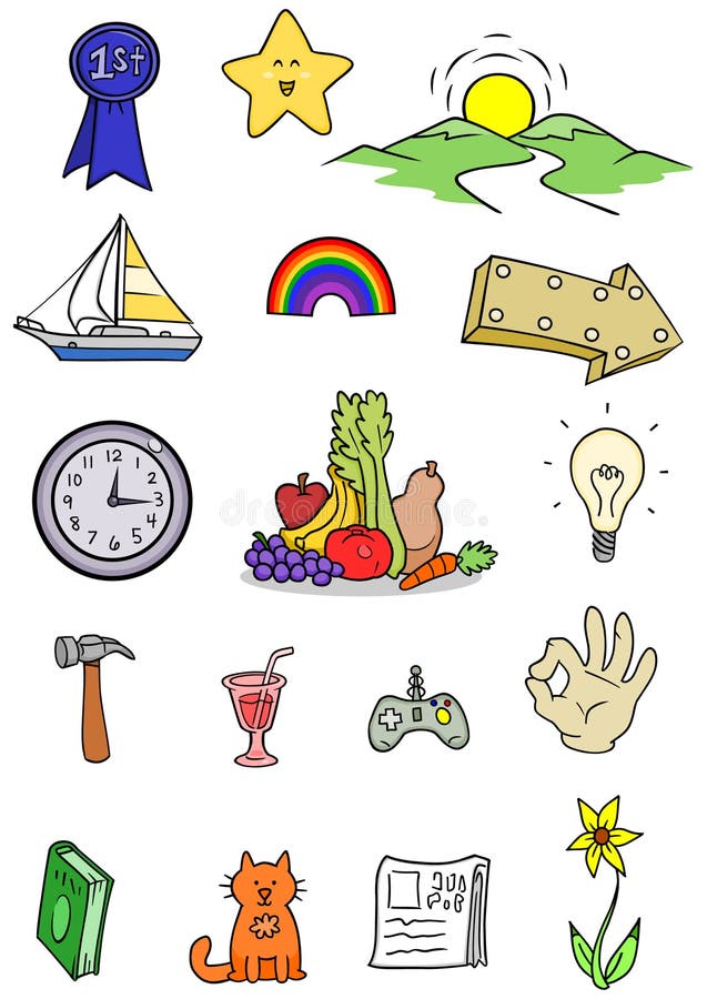 Objects Icons stock vector. Illustration of hammer, logos - 9847393