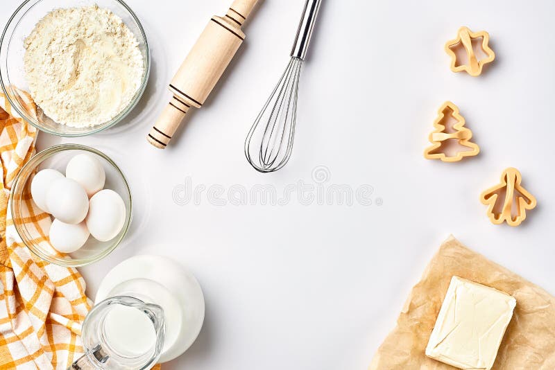 Objects and Ingredients for Baking, Plastic Molds for Cookies on a ...