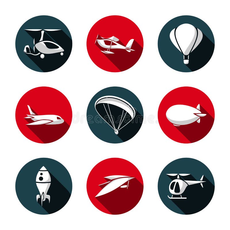 Vector Set of Air Transport Icons. Flat Style Stock Vector ...