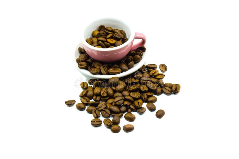 Beans and Pink Cup of Coffee Stock Image - Image of caffeine, beans ...