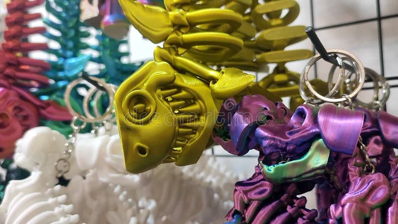 Objects Keychains in Form of Fish Skeleton, Models of Toys Printed on ...