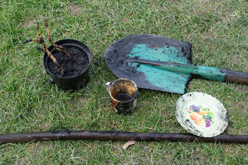 Objects that Lay at the Bottom of the Well before it Was Cleaned. Stock ...