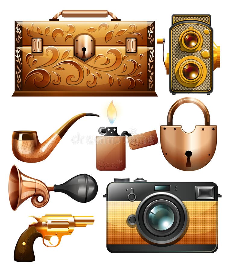 Retro Objects, House and Transport. Hand Drawing and Calligraphy Stock ...