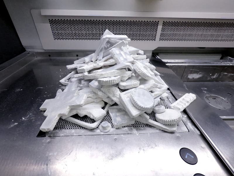 Objects and Models Printed on Industrial 3D Printer from White Plastic ...