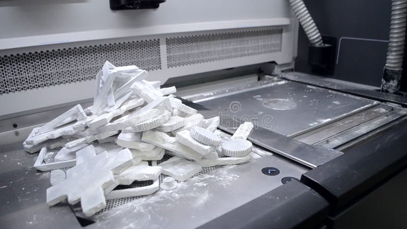 Objects and Models Printed on Industrial 3D Printer from White Plastic ...