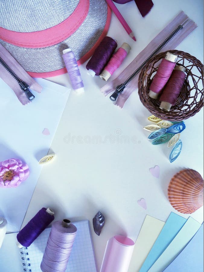 Objects in Pastel Color for Creativity and Needlework for the Holiday ...