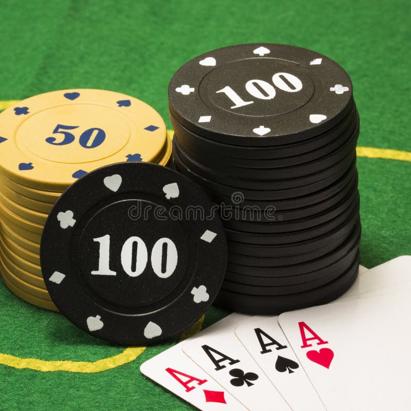 Objects for Playing Poker on Green Canvas Stock Image - Image of aces ...