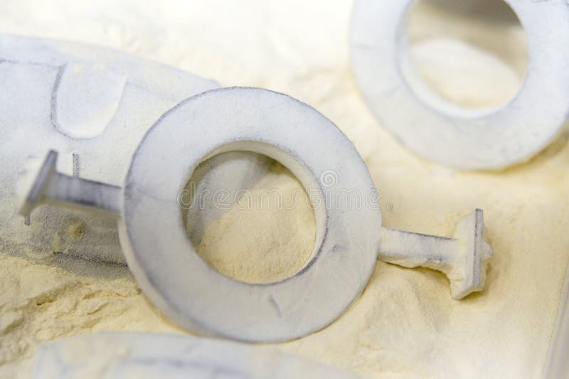 Objects Printed 3D Printer from Powdered Polyamide Lying White ...