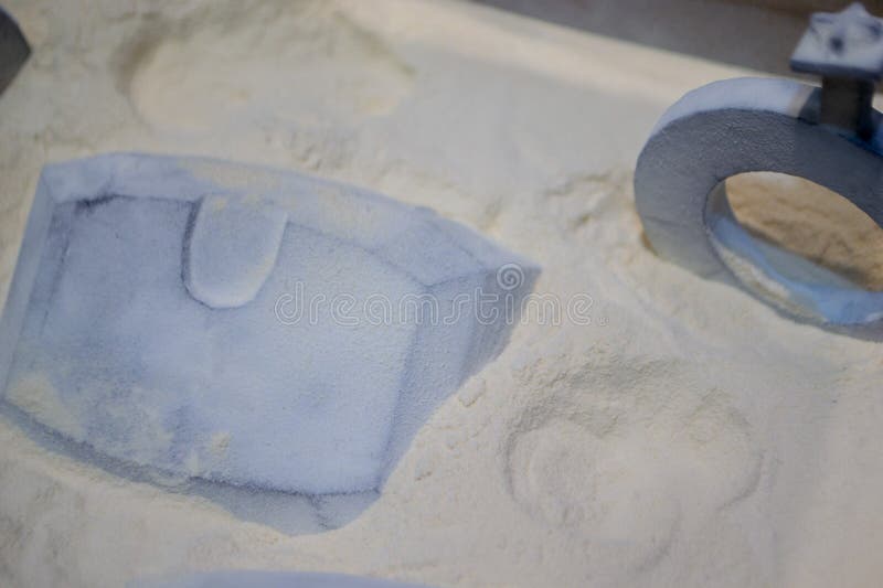 Objects Printed 3D Printer from Powdered Polyamide Lying White ...