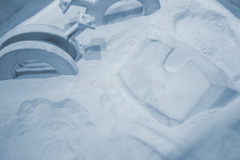 Objects Printed 3D Printer from Powdered Polyamide Lying White ...