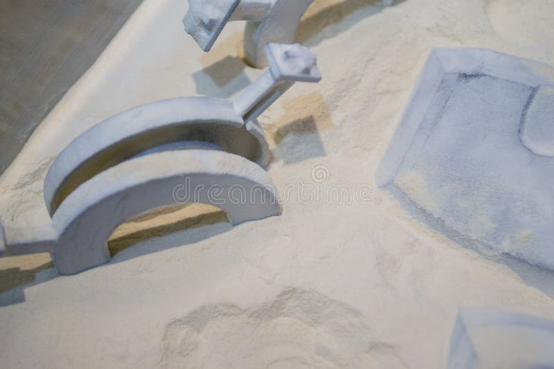 Objects Printed 3D Printer from Powdered Polyamide Lying White ...