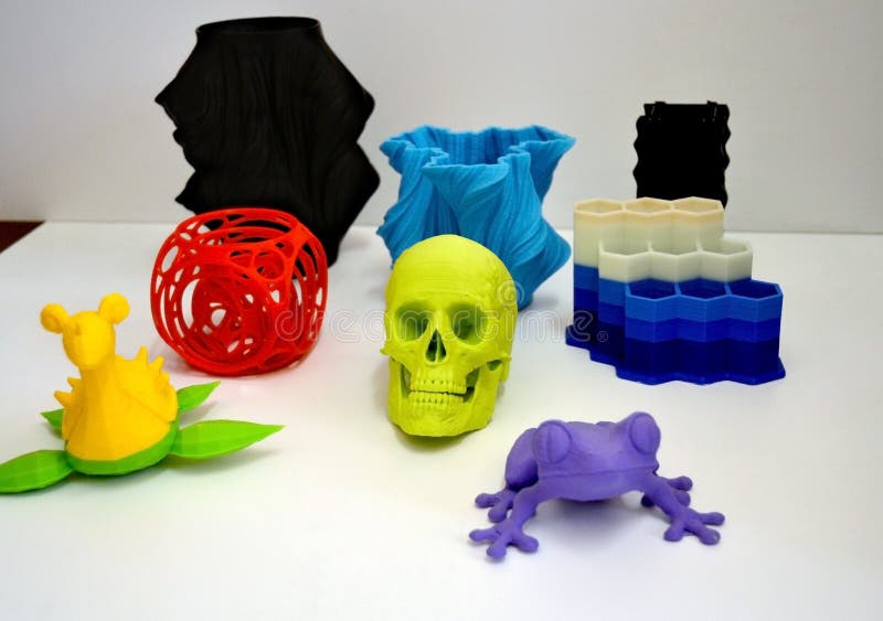 Objects Printed by 3d Printer on White Background Stock Photo - Image ...