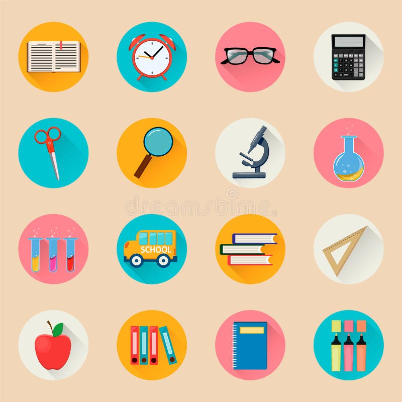 Flat Cartoon School Set Objects Study Stock Illustrations – 349 Flat ...